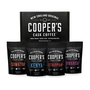 Gourmet Coffee Sampler Gift Box Set | Coffee 4 bags | 1lb Total | Sumatra Dark, Kenya AA Medium-Dark, Rwanda Medium, Natural Ethiopian Medium-Light, 1lb Total (Ground)