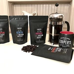 Gourmet Coffee Sampler Gift Box Set | Coffee 4 bags | 1lb Total | Sumatra Dark, Kenya AA Medium-Dark, Rwanda Medium, Natural Ethiopian Medium-Light, 1lb Total (Ground)