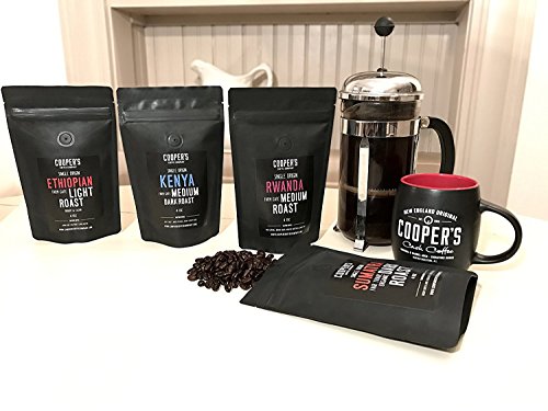 Gourmet Coffee Sampler Gift Box Set | Coffee 4 bags | 1lb Total | Sumatra Dark, Kenya AA Medium-Dark, Rwanda Medium, Natural Ethiopian Medium-Light, 1lb Total (Ground)