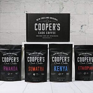 Gourmet Coffee Sampler Gift Box Set | Coffee 4 bags | 1lb Total | Sumatra Dark, Kenya AA Medium-Dark, Rwanda Medium, Natural Ethiopian Medium-Light, 1lb Total (Ground)