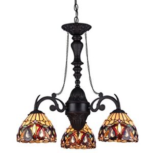 Chloe Lighting CH33353VR21-DC3 Serenity Tiffany-Style Victorian 3-Light Mini Chandelier, 25.8 x 20.5 x 20.5", Bronze