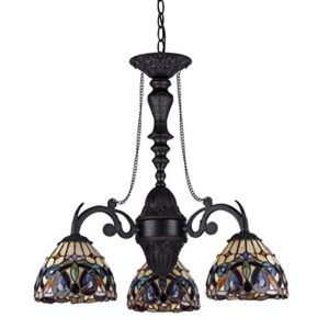 Chloe Lighting CH33353VR21-DC3 Serenity Tiffany-Style Victorian 3-Light Mini Chandelier, 25.8 x 20.5 x 20.5", Bronze