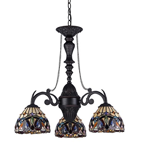 Chloe Lighting CH33353VR21-DC3 Serenity Tiffany-Style Victorian 3-Light Mini Chandelier, 25.8 x 20.5 x 20.5", Bronze