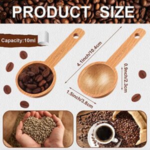 6 Pieces Wooden Coffee Spoon in Beech Coffee Scoop Measuring Scoop for Coffee Beans Wood Table Spoon for Whole Beans Ground Beans or Tea, Home Kitchen Accessories, 10 ml