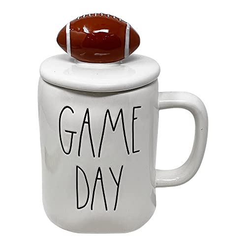 Rae Dunn Football Inspired Ceramic Coffee/Tea Mug (Game Day/White)