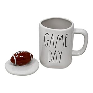 Rae Dunn Football Inspired Ceramic Coffee/Tea Mug (Game Day/White)