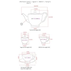 SDGH 15pcs European Style Bone China Coffee Set Golden Porcelain Tea Set Afternoon Teapot Sugar Bowl Milk Jug Coffeeware (Color : D)