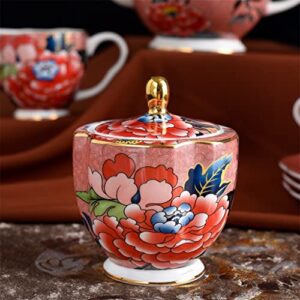 SDGH 15pcs European Style Bone China Coffee Set Golden Porcelain Tea Set Afternoon Teapot Sugar Bowl Milk Jug Coffeeware (Color : D)