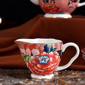 SDGH 15pcs European Style Bone China Coffee Set Golden Porcelain Tea Set Afternoon Teapot Sugar Bowl Milk Jug Coffeeware (Color : D)