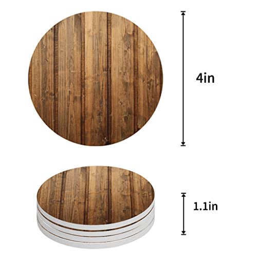 QUANJJ Retro Wood Grain Plank Texture Ceramic Coaster Set Coffee Tea Cup Coasters Kitchen Accessories Round Placemat (Color : D, Size : 6pcs)