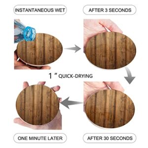 QUANJJ Retro Wood Grain Plank Texture Ceramic Coaster Set Coffee Tea Cup Coasters Kitchen Accessories Round Placemat (Color : D, Size : 6pcs)