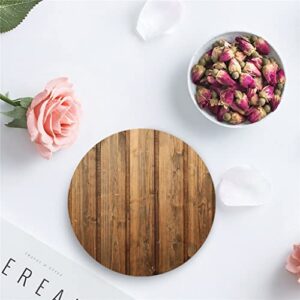 QUANJJ Retro Wood Grain Plank Texture Ceramic Coaster Set Coffee Tea Cup Coasters Kitchen Accessories Round Placemat (Color : D, Size : 6pcs)