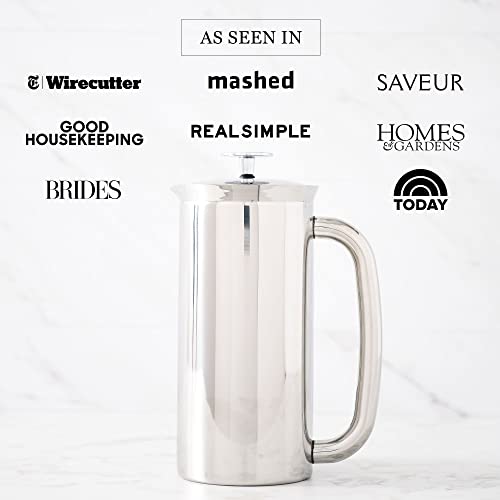 ESPRO P7 French Press - Double Walled Stainless Steel Insulated Coffee and Tea Maker (Polished Stainless Steel, 18 Ounce) Set of 4 Coffee Tasting Cups (White, 10 Ounce)