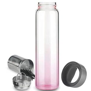 SHBRIFA 32oz Glass Water Bottle With Tea Infuser - Glass Tea Tumbler With Neoprene Sleeve - Tee Infusers For Loose Leaf Tea, Fruit, Coffee, Flavored Water (Gradient Pink1)