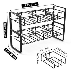 Koluti Tea Bag Holder Organizer 2 Tier, Stackable Wall-mounted Tea Storage Cabinet Stand with Removable Tray Basket, Coffee and Sugar Packet Rack for Counter, Holds 120 Tea Bags, Matte Black Metal