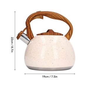 YEmirth 3L Whistling Tea Kettle, Tea Pots for Stove Top Food Grade Stainless Steel with Wood Pattern Folding Handle, Loud Whistle Kettle for Tea, Coffee