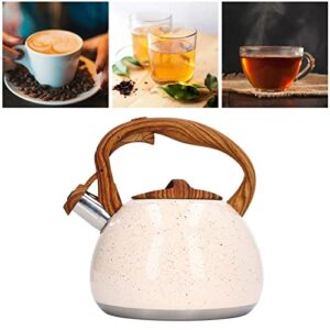 YEmirth 3L Whistling Tea Kettle, Tea Pots for Stove Top Food Grade Stainless Steel with Wood Pattern Folding Handle, Loud Whistle Kettle for Tea, Coffee