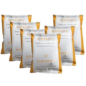 sarasota gourmet coffee packets, pre ground coffee packs, signature house breakfast blend, medium roast, bulk single pot bags for drip coffee makers, (12 oz bags, pack of 6)