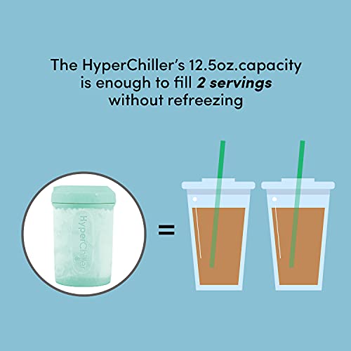 HyperChiller HC2M# Patented Iced Coffee/Beverage Cooler, NEW, IMPROVED,STRONGER AND MORE DURABLE! Ready in One Minute, Reusable for Iced Tea, Wine, Spirits, Alcohol, Juice, 12.5 Oz, Spearmint