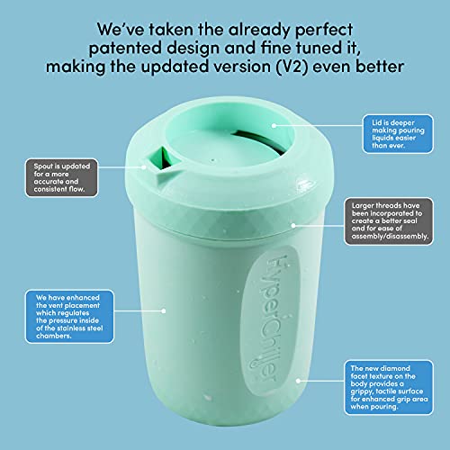 HyperChiller HC2M# Patented Iced Coffee/Beverage Cooler, NEW, IMPROVED,STRONGER AND MORE DURABLE! Ready in One Minute, Reusable for Iced Tea, Wine, Spirits, Alcohol, Juice, 12.5 Oz, Spearmint