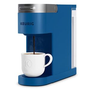 keurig k-slim single serve k-cup pod coffee maker, featuring simple push button controls and multistream technology, twilight blue