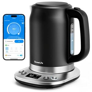 govee life smart electric kettle temperature control, wifi electric tea kettle with alexa control, 1500w rapid boil, 2h keep warm, 1.7l bpa free stainless steel water boiler for tea, coffee, oatmeal