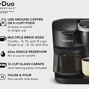 CHNLML Ke-urig K-Duo Essentials Single Serve & Carafe Coffee Maker, Black, 15.75 x 15.67 x 15.75 Inches