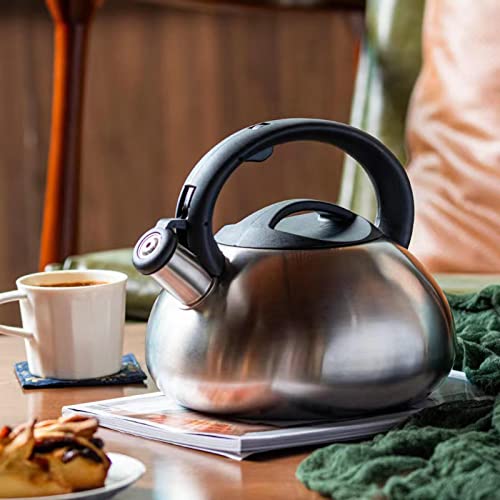 MOUSKE Whistling Tea Kettles - Large Capacity Tea Kettle - Bouilloire Sifflante with Ergonomic Handle for Electric Ceramic Stoves Boil Water and Tea