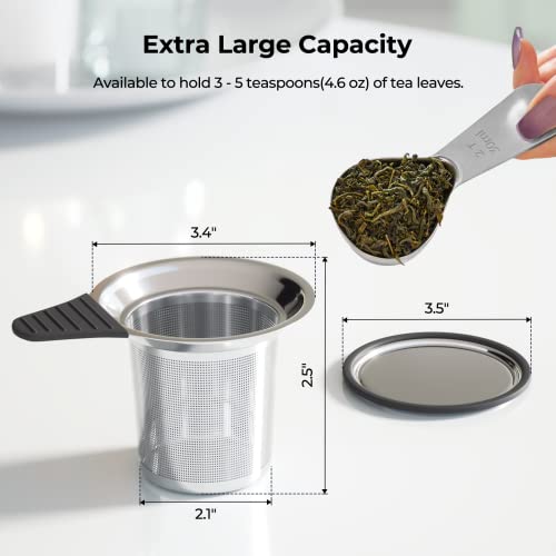 Reinmoson Tea Infusers for Loose Tea, Food Grade Silicone and 304 Stainless Steel Extra Fine Mesh Tea Strainer for Loose Leaf Tea Single Cup, Loose Leaf Tea Steeper for White Tea, Rooibos, etc