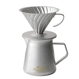 mermoo yilan pour over coffee maker set 304 stainless steel vintage style coffee dripper with coffee server set perfec for 2-4 cups