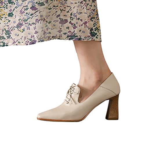 Women's Retro English Style Pointed Thick Heel French Single Shoes Size 9 Womens Shoes Casual