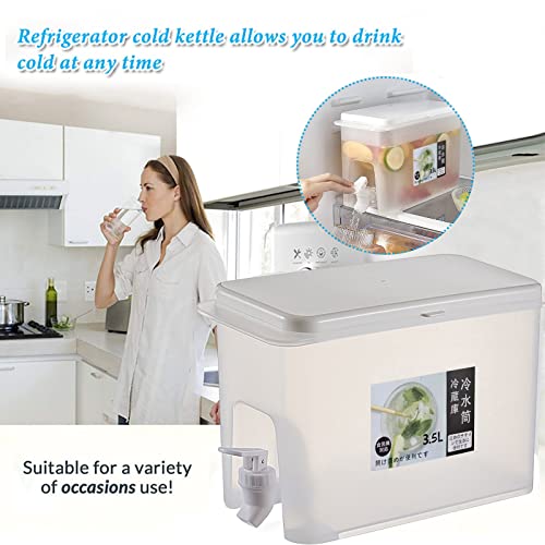 3.5L Large Capacityre Frigerator Cold Kettle With Faucet Fruit Teapot Lemonade Bucket, Ideal for Home, Office, Parties and Daily Use