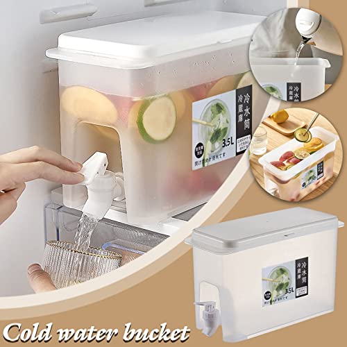 3.5L Large Capacityre Frigerator Cold Kettle With Faucet Fruit Teapot Lemonade Bucket, Ideal for Home, Office, Parties and Daily Use