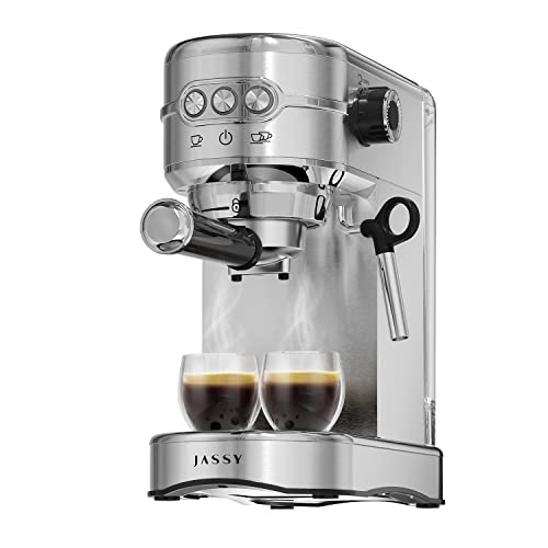 JASSY Espresso Machine Latte Makers 20 Bar Cappuccino Machines with Milk Frother for Espresso/Cappuccino/Latte for Home Brewing with 35 oz Removable Water Tank/Full Stainless Steel /1450W