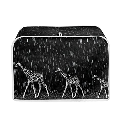 Salabomia Bread Toaster Cover 2 Slice, Giraffe Washable Bread Toaster Oven Dustproof Cover, Small Decorative Bread Maker Cover, Anti Fingerprint Toaster Covers, Black