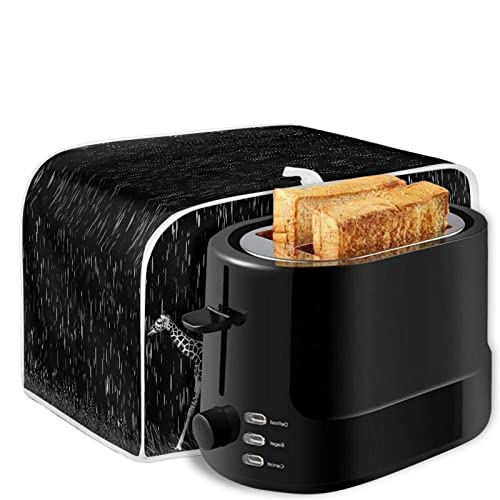 Salabomia Bread Toaster Cover 2 Slice, Giraffe Washable Bread Toaster Oven Dustproof Cover, Small Decorative Bread Maker Cover, Anti Fingerprint Toaster Covers, Black