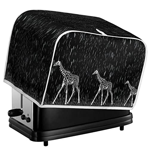 Salabomia Bread Toaster Cover 2 Slice, Giraffe Washable Bread Toaster Oven Dustproof Cover, Small Decorative Bread Maker Cover, Anti Fingerprint Toaster Covers, Black