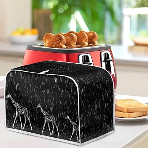 Salabomia Bread Toaster Cover 2 Slice, Giraffe Washable Bread Toaster Oven Dustproof Cover, Small Decorative Bread Maker Cover, Anti Fingerprint Toaster Covers, Black