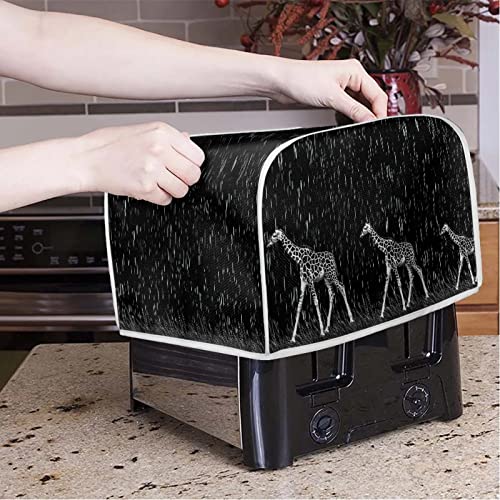 Salabomia Bread Toaster Cover 2 Slice, Giraffe Washable Bread Toaster Oven Dustproof Cover, Small Decorative Bread Maker Cover, Anti Fingerprint Toaster Covers, Black