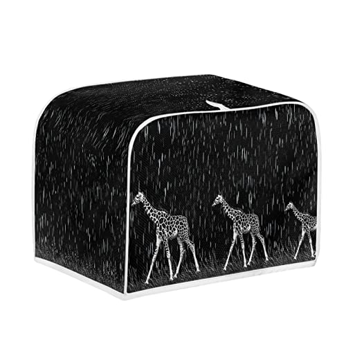 Salabomia Bread Toaster Cover 2 Slice, Giraffe Washable Bread Toaster Oven Dustproof Cover, Small Decorative Bread Maker Cover, Anti Fingerprint Toaster Covers, Black