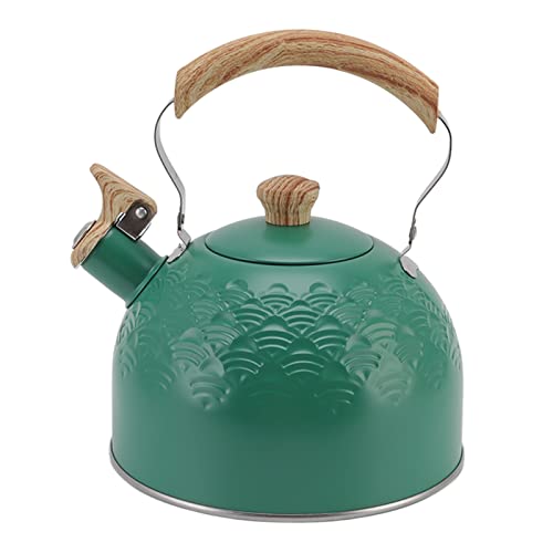 2.5L Large Capacity Whistling Tea Kettle Stainless Steel Teapot with Anti Scald Handle Stove Top Whistling Tea Kettle for Tea, Water,Coffee, Milk,for Gas Stove Induction Cooker(Green)