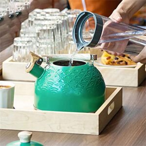 2.5L Large Capacity Whistling Tea Kettle Stainless Steel Teapot with Anti Scald Handle Stove Top Whistling Tea Kettle for Tea, Water,Coffee, Milk,for Gas Stove Induction Cooker(Green)