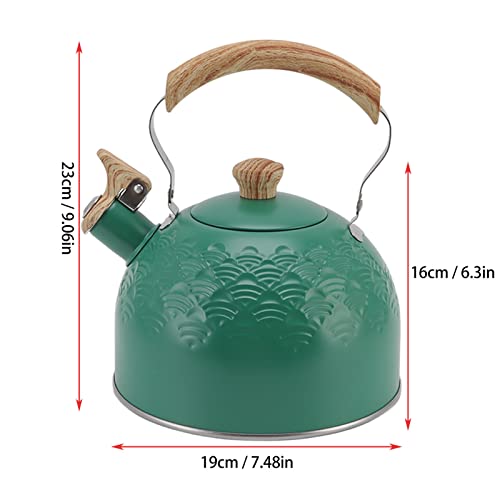 2.5L Large Capacity Whistling Tea Kettle Stainless Steel Teapot with Anti Scald Handle Stove Top Whistling Tea Kettle for Tea, Water,Coffee, Milk,for Gas Stove Induction Cooker(Green)