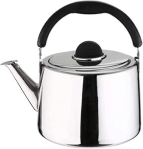 whistle tea kettle silver teapot, with food grade stainless steel and curved heat-resistant handle, suitable for stove top (size : 5l)