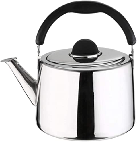 Whistle Tea Kettle Silver Teapot, with Food Grade Stainless Steel and Curved Heat-Resistant Handle, Suitable for Stove Top (Size : 5L)