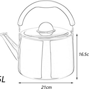 Whistle Tea Kettle Silver Teapot, with Food Grade Stainless Steel and Curved Heat-Resistant Handle, Suitable for Stove Top (Size : 5L)