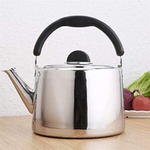 Whistle Tea Kettle Silver Teapot, with Food Grade Stainless Steel and Curved Heat-Resistant Handle, Suitable for Stove Top (Size : 5L)