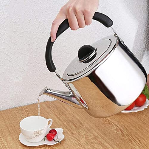 Whistle Tea Kettle Silver Teapot, with Food Grade Stainless Steel and Curved Heat-Resistant Handle, Suitable for Stove Top (Size : 5L)