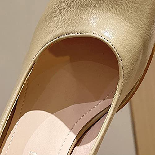 Women Casual Shoes Fashion Square Toe High Heel Thick Heel Square Heel Comfortable Simple Spring New Pattern Shoes Slingback Sandals Khaki