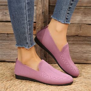 Ladies Fashion Solid Color Breathable Knitting Comfortable Flat Casual Shoes Business Wedges Women Pink